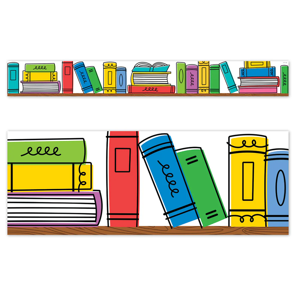 Bulletin Board Decor - Doodle Bookshelf EZ Border