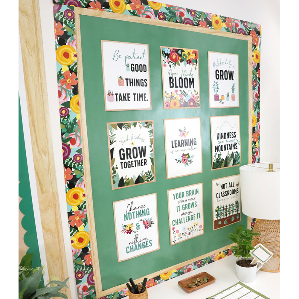 Bulletin Board Decor - Floral Garden Straight Bulletin Board Borders