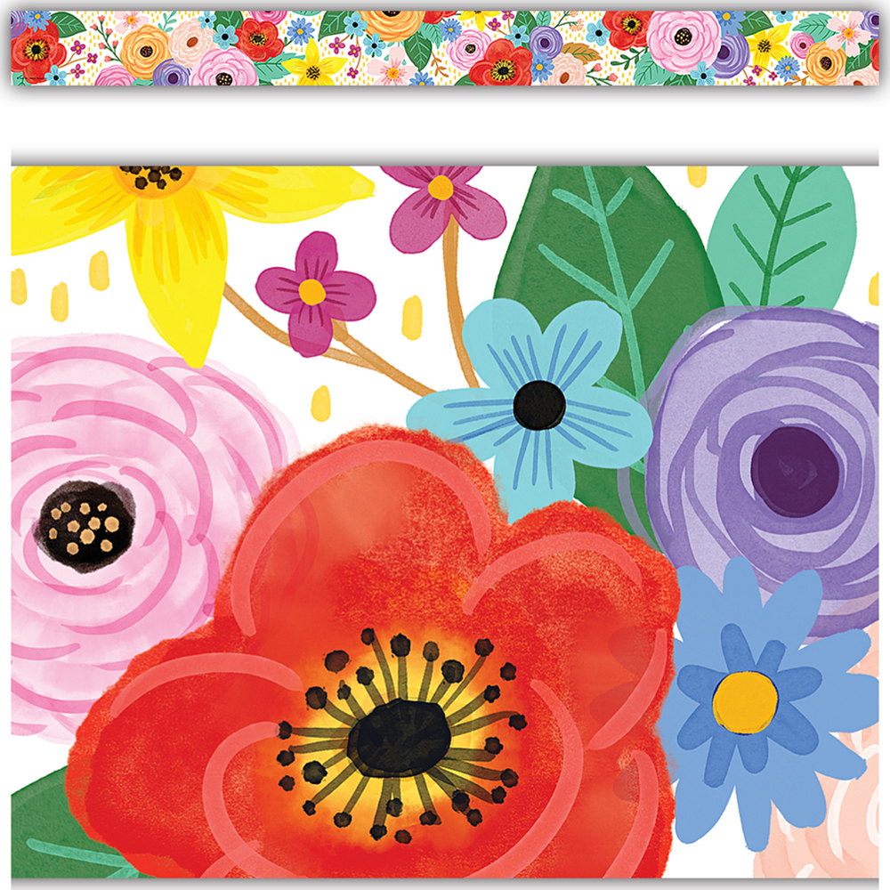 Bulletin Board Decor - Wildflowers Straight Rolled Border Trim