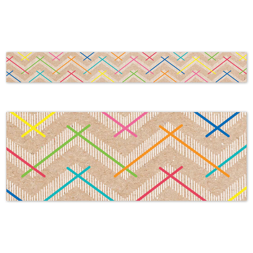 Bulletin Board Decor - Krafty Pop Colorful Kraft Chevron EZ Border