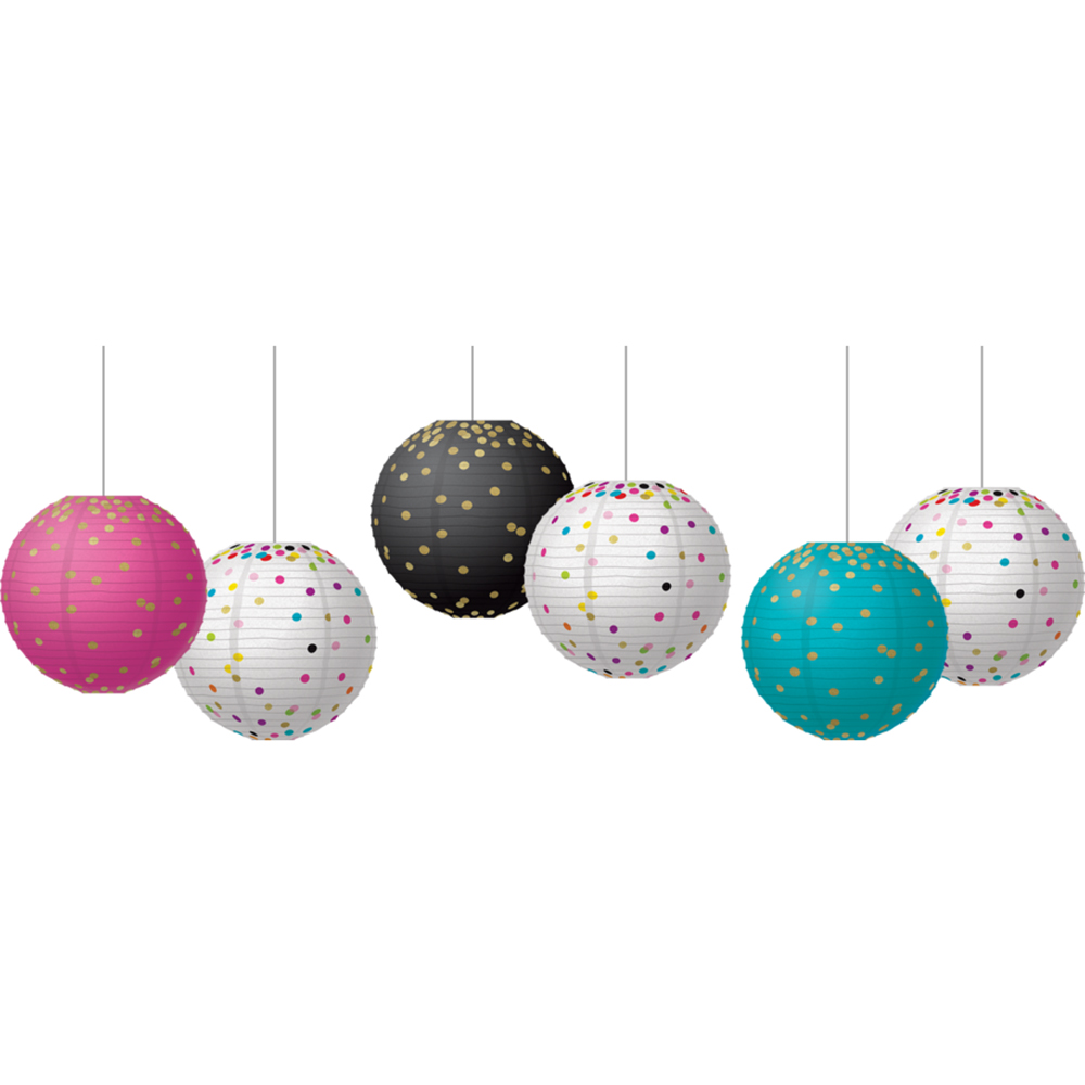 Ceiling Decor - Gold Foil & Confetti Hanging Paper Lanterns