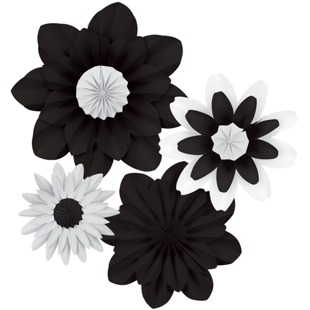 Bulletin Board Decor - Black and White Paper Flowers