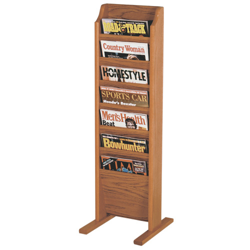 Magazine Displays - Wooden Mallet Oak Magazine Floor Display - 7/Pocket