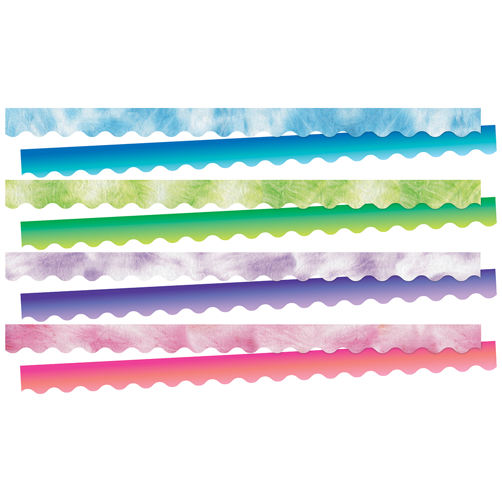 Bulletin Board Decor - Tie-Dye and Ombre Double-Sided Scalloped Border Set