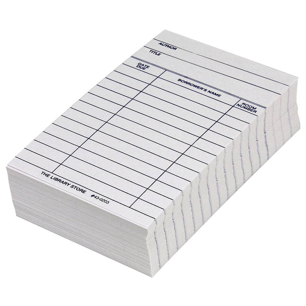 Library Book Cards - Book Cards - 2-Column with Date Due/Borrowers Name