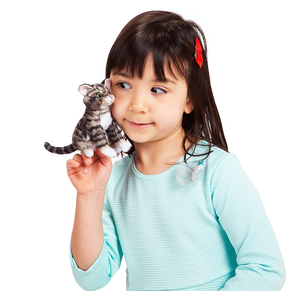 Hand Puppets & Plush - Folkmanis® Mini Tabby Cat Finger Puppet