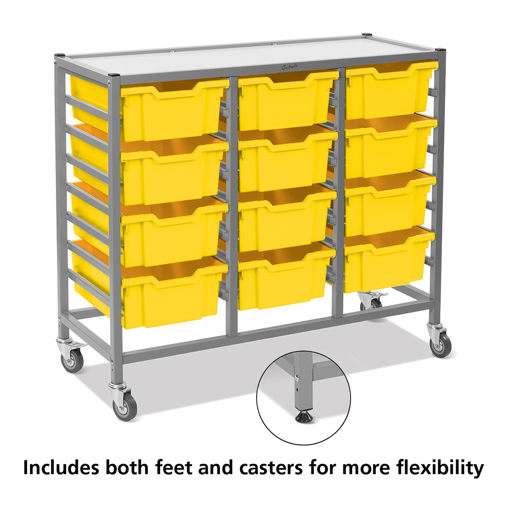 Storage Carts - Gratnells® Dynamis Triple Trolley - 12 Deep Trays