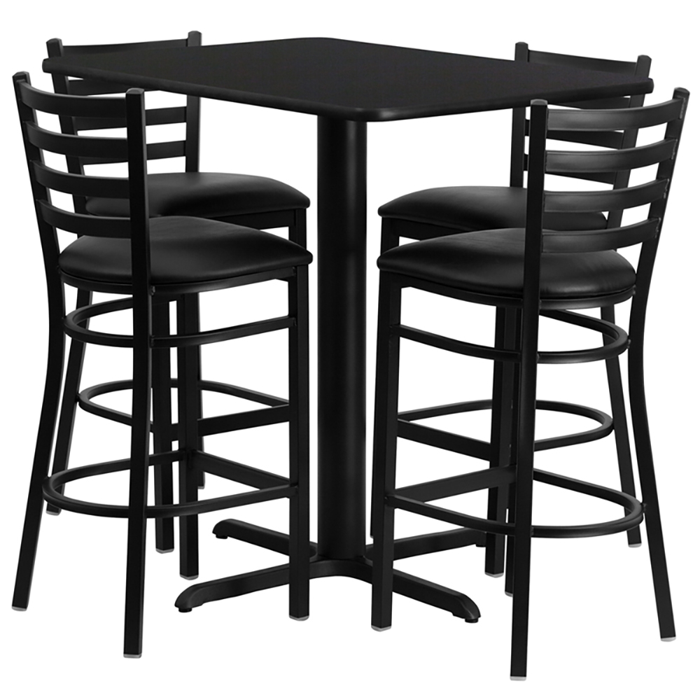 Cafe Tables - Rectangle Cafe Table - 4 Ladder Back Chairs - 42 in.W x ...
