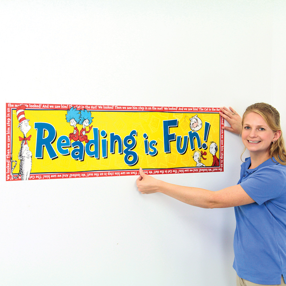Wall Banners - Dr. Seuss™ The Cat In Hat's™ Reading Is Fun! Horizontal ...