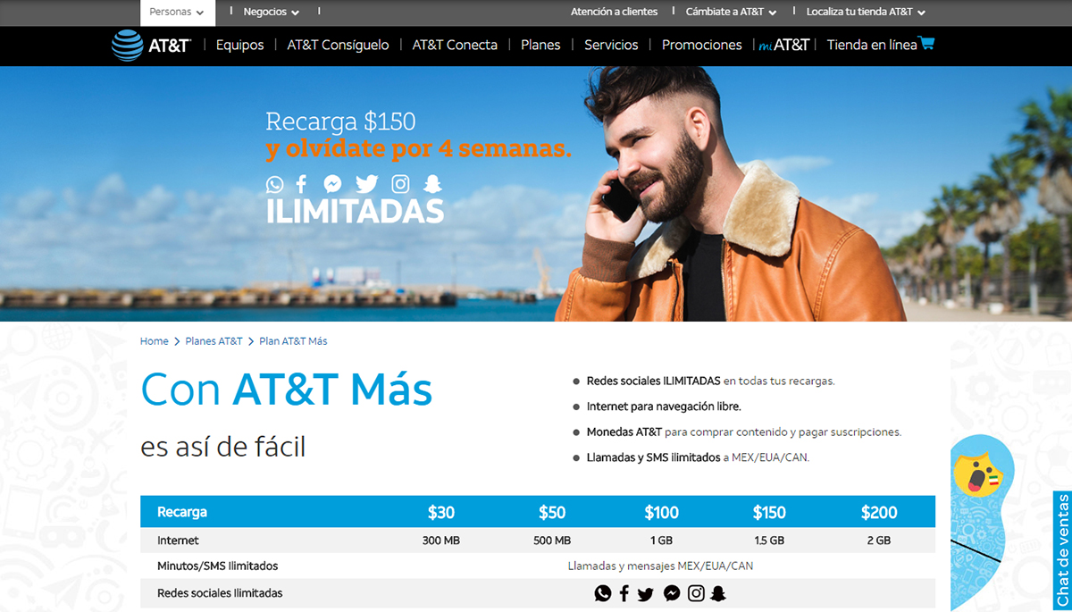 AT&T ofrecerá redes sociales ilimitadas en prepago