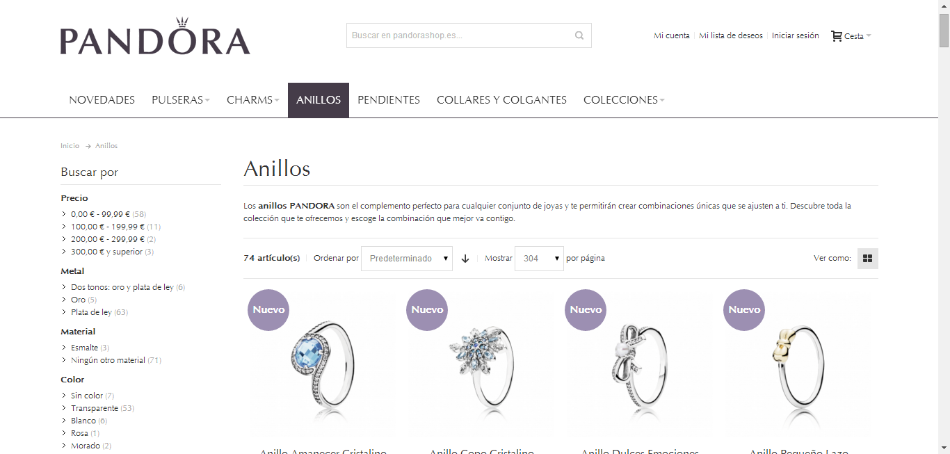 Tienda de joyas Pandora online: opiniones, valoración y análisis