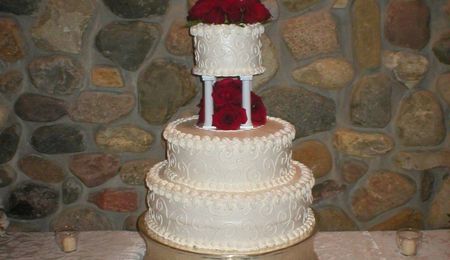 3-Tier Round Wedding Cake With Scrollwork - CakeCentral.com