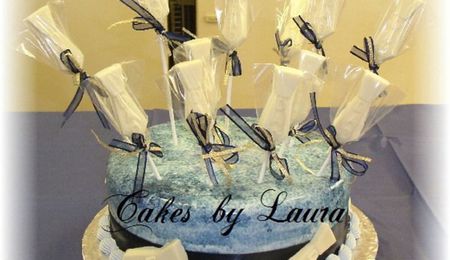 Baptism Cake With Chocolate Praying Hands / Rosaries In Chocolate - CakeCentral.com