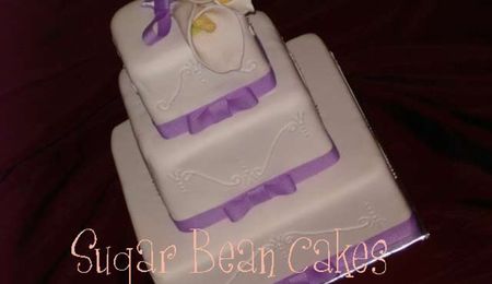 Square Scrollwork With Lilac Details - CakeCentral.com
