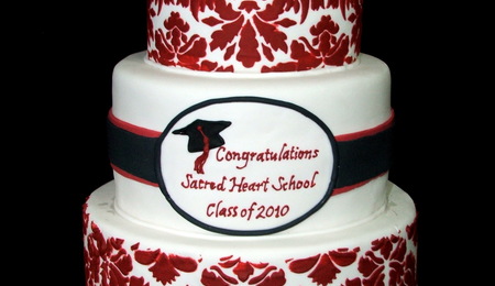 Damask Design Graduation Cake - CakeCentral.com