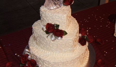 Silver Hearts Bridal Shower Cake - CakeCentral.com