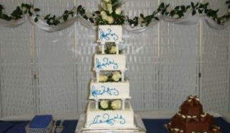 Red Scroll Wedding Cake - CakeCentral.com