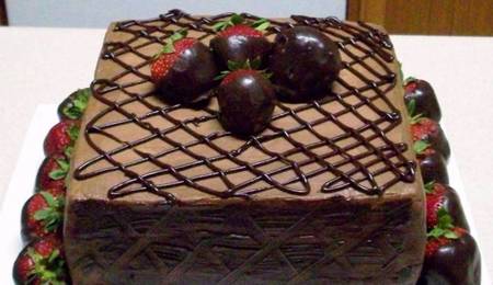 Chocolate Ganache Rectangular Birthday Cake - CakeCentral.com
