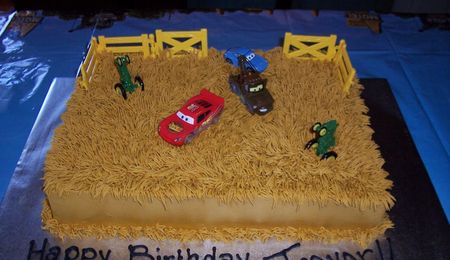 Cars Tractor Tippin' Scene Cake - CakeCentral.com
