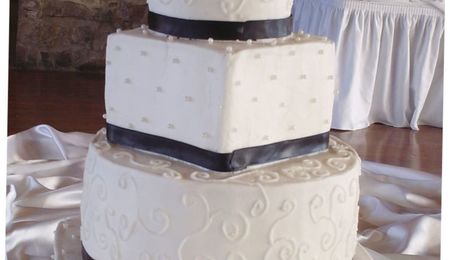 Navy Scrolls Wedding Cake - CakeCentral.com