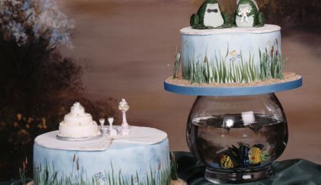 Topsy Turvy Frog Wedding Cake - CakeCentral.com
