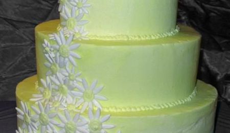 Just Wanted A Simple Not White Cake With Daisies Buttercream With Fondant Flowers - CakeCentral.com