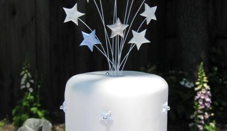 Metallic Blue And Silver Star Birthday Cake - CakeCentral.com