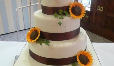 Sunflower, Cheesecake Wedding Cake - CakeCentral.com