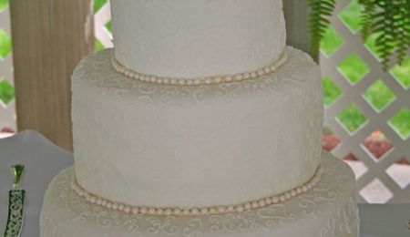 3-Tier Round Wedding Cake With Scrollwork - CakeCentral.com