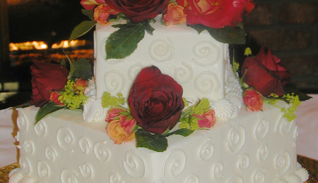 Square Buttercream Cake With Fresh Roses - CakeCentral.com
