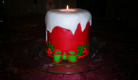 Christmas Pillar Candle Cake - CakeCentral.com