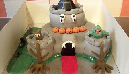 Halloween Candy Corn Castle Cake - CakeCentral.com