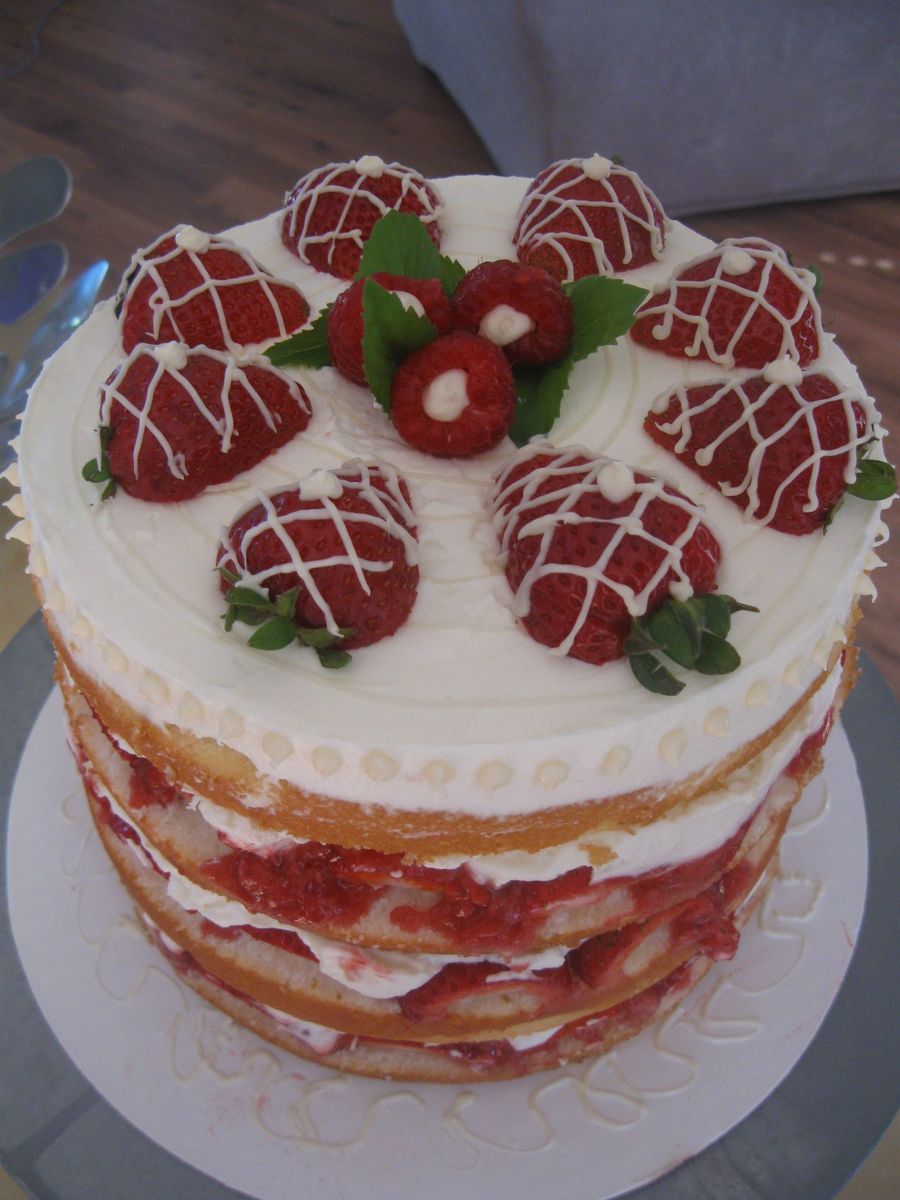 Strawberry/raspberry Cream Cake - CakeCentral.com