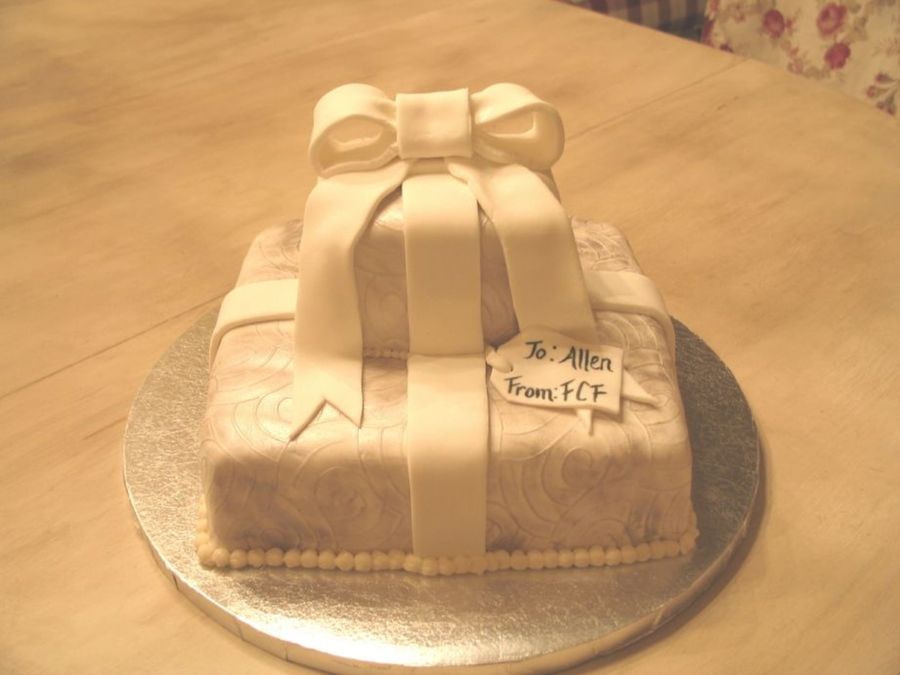Embossed Fondant Present Cake - CakeCentral.com