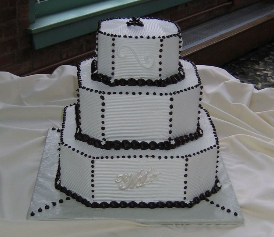 Black And White Octagon (Squares With Corners Cut Off) Wedding Cake ...