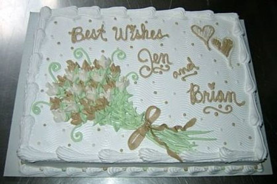 1/2 Sheet Couples Shower Cake Iced In Whipped Cream - CakeCentral.com