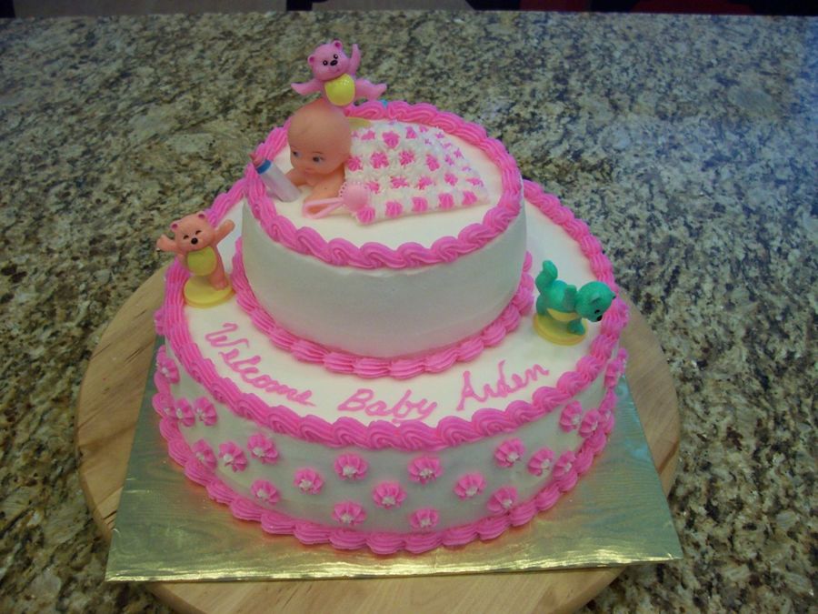 Welcome Baby Girl Cake - CakeCentral.com