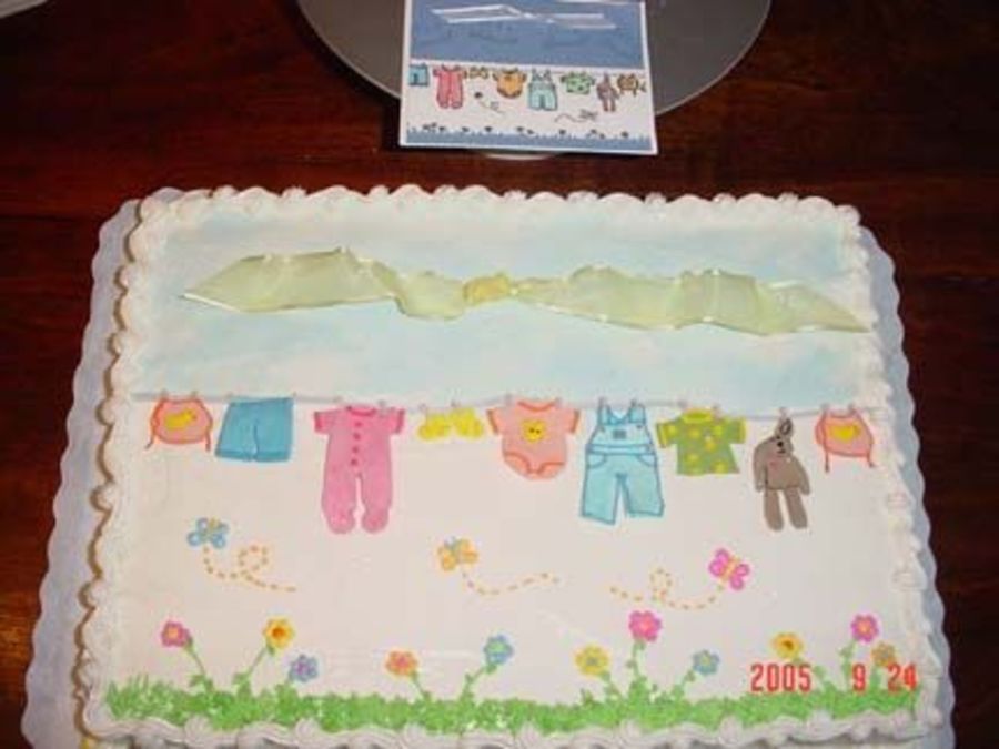Clothes Line Baby Shower Cake - CakeCentral.com