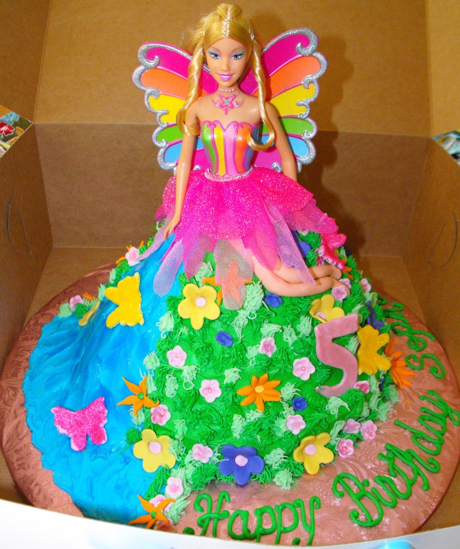 Rainbow Barbie Cake! - CakeCentral.com