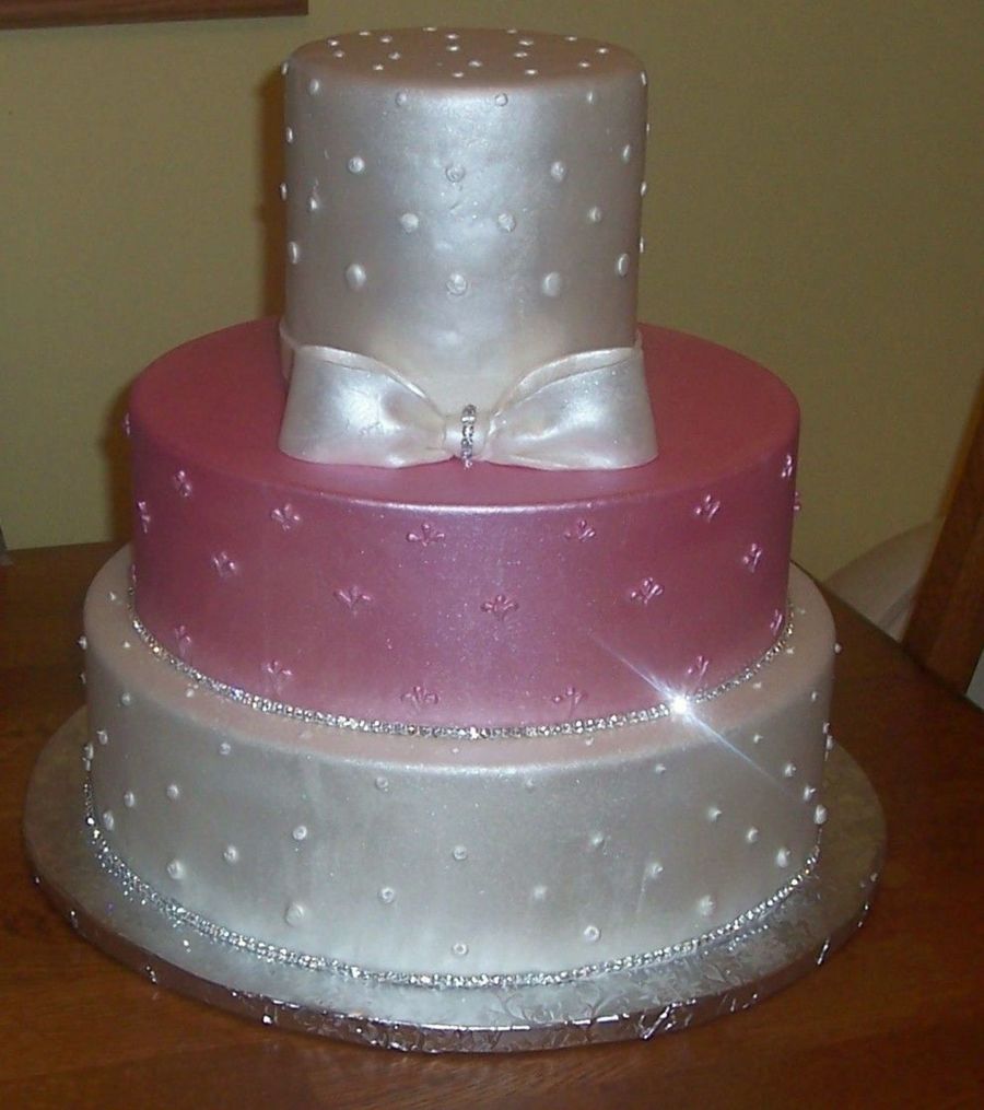Three Tier Fondant Wedding Cake - CakeCentral.com