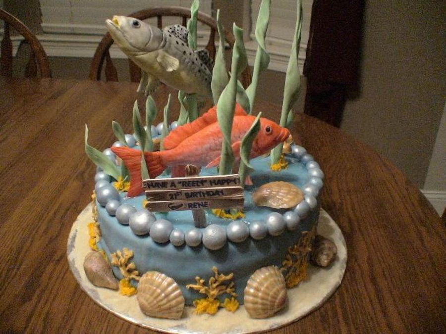 Saltwater Fish Cake With Red Snapper And Speckled Trout - CakeCentral.com