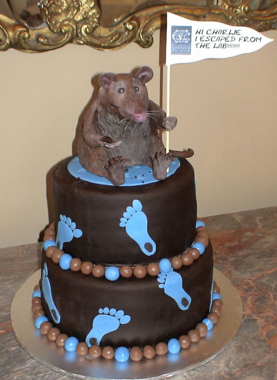 Tar Heel Groom Cake With Rat - CakeCentral.com