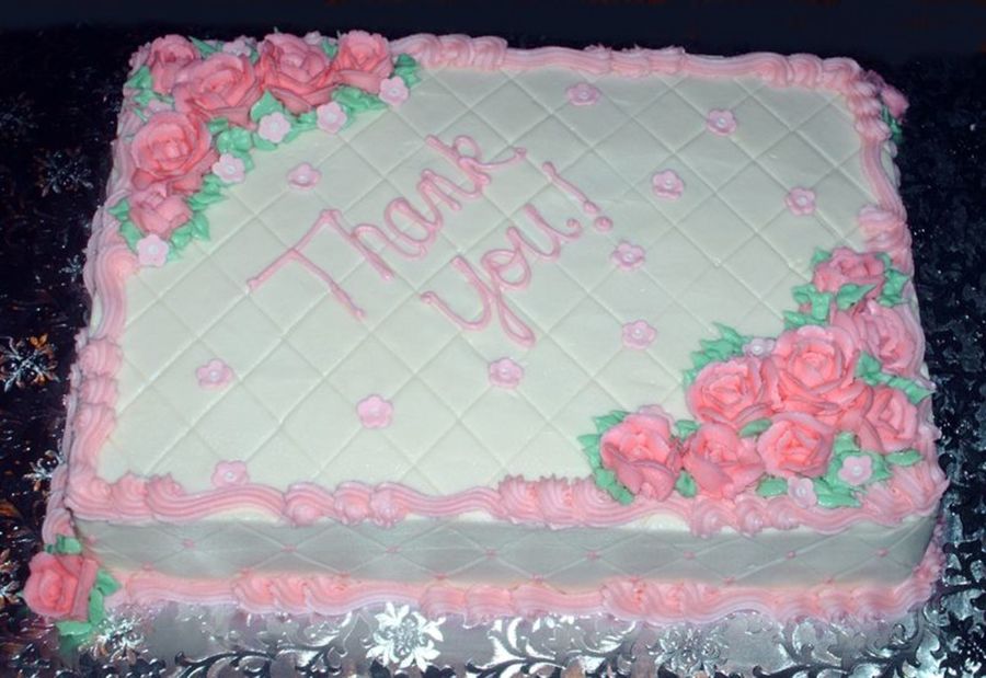 Pink Rose Sheet Cake - CakeCentral.com