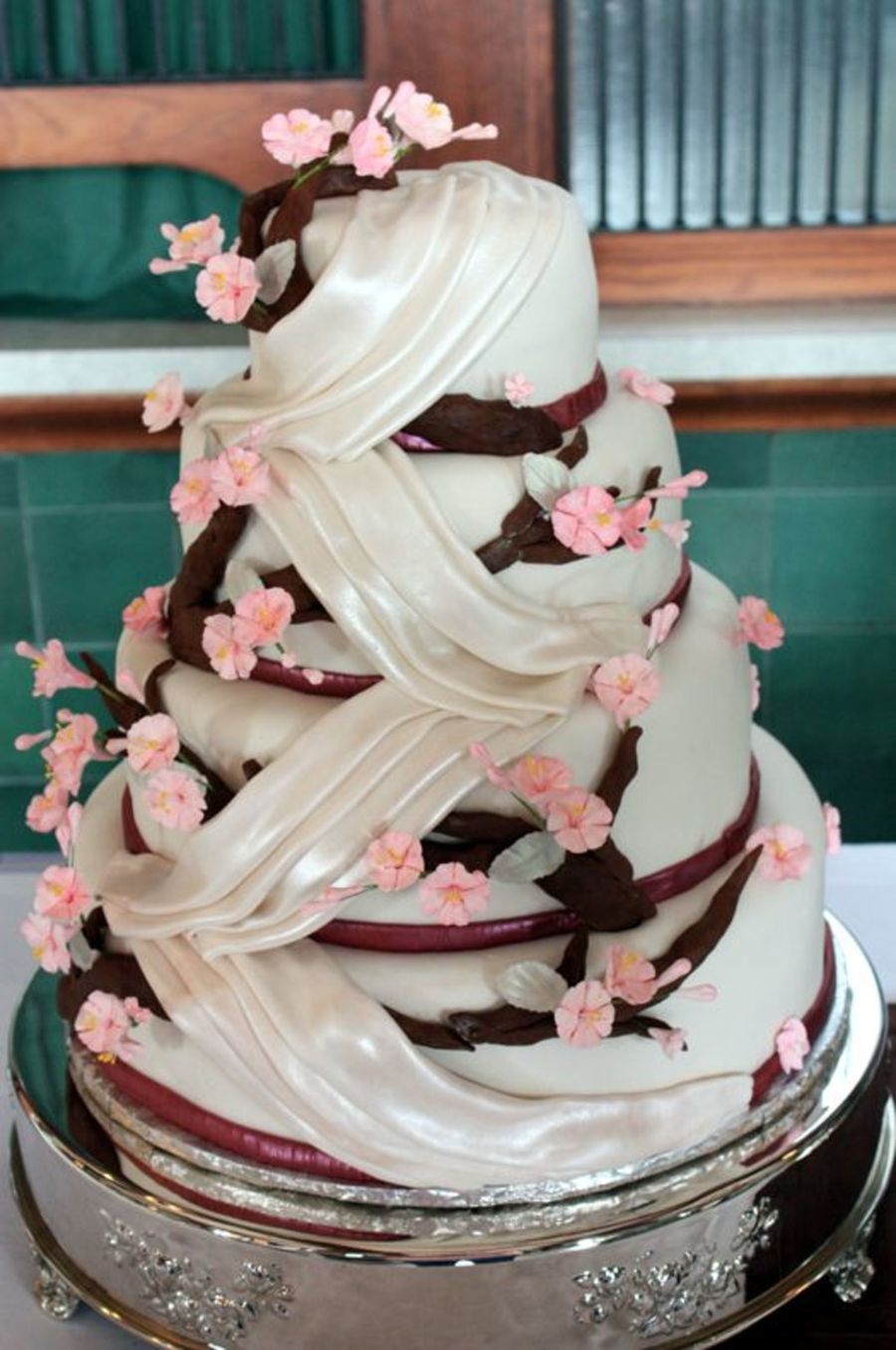 Cherry Blossom And Drapes - CakeCentral.com
