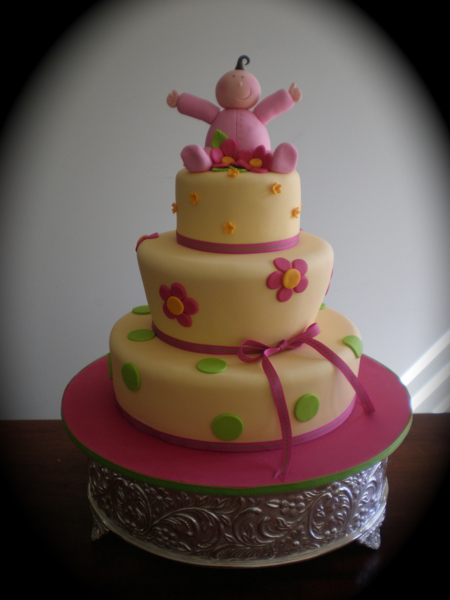 Three Tier Baby First Birthday Cake - CakeCentral.com