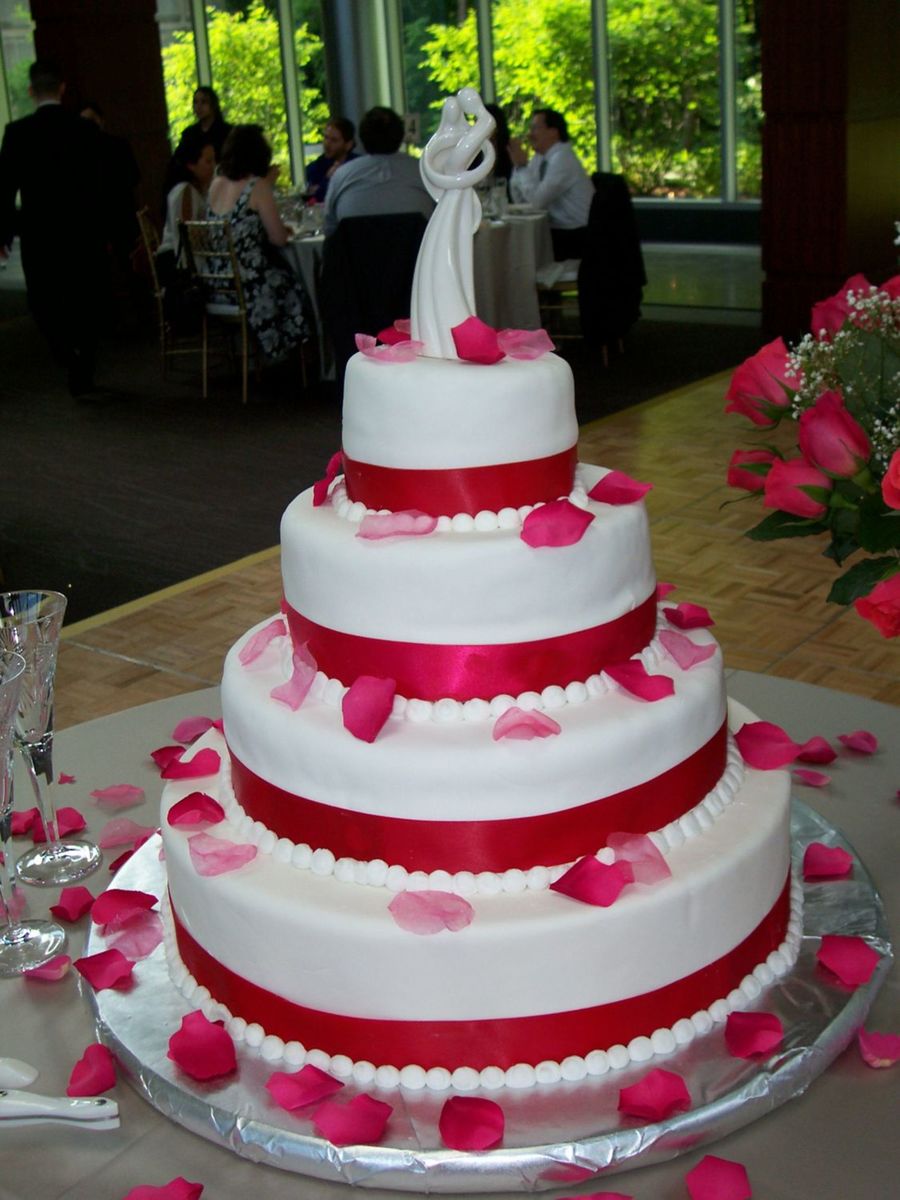 Pink Ribbon Wedding Cake - CakeCentral.com