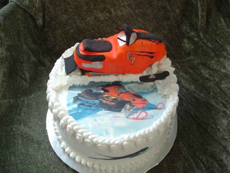 Snowmobile Birthday Cake - CakeCentral.com