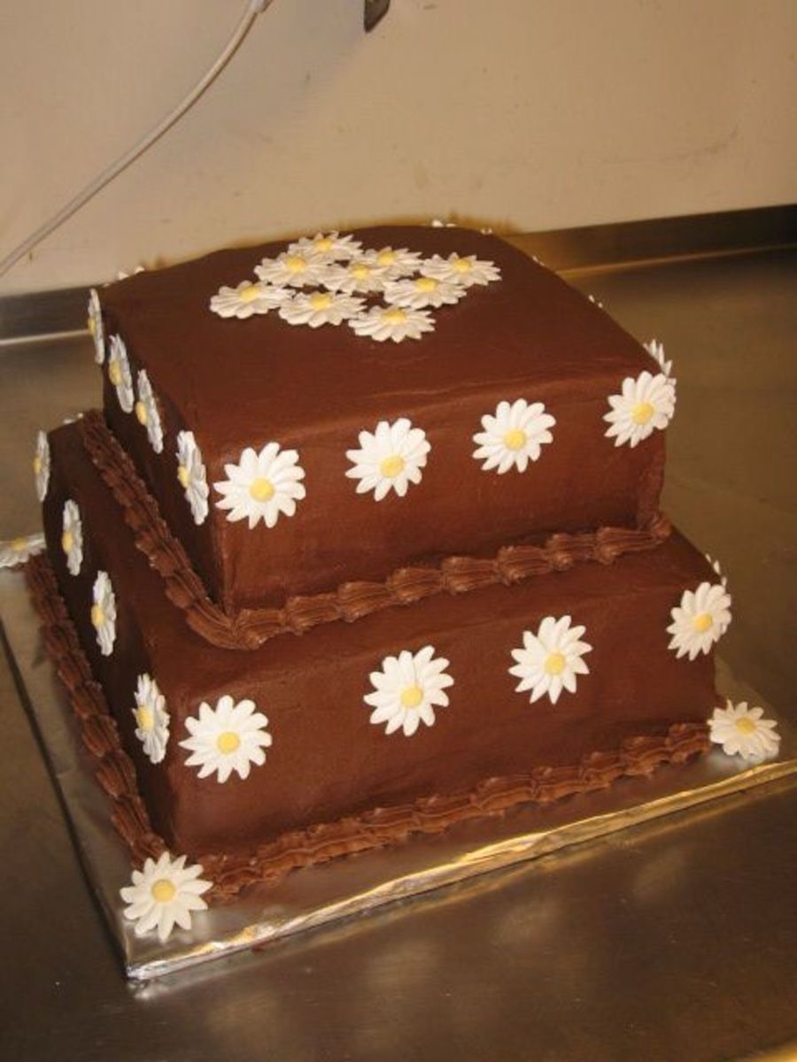 2 Tier Chocolate Daisy Square - CakeCentral.com