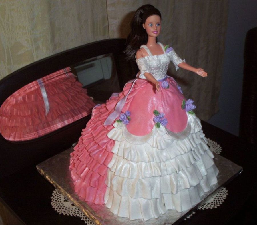 Doll Cake With Ruffled Train - CakeCentral.com