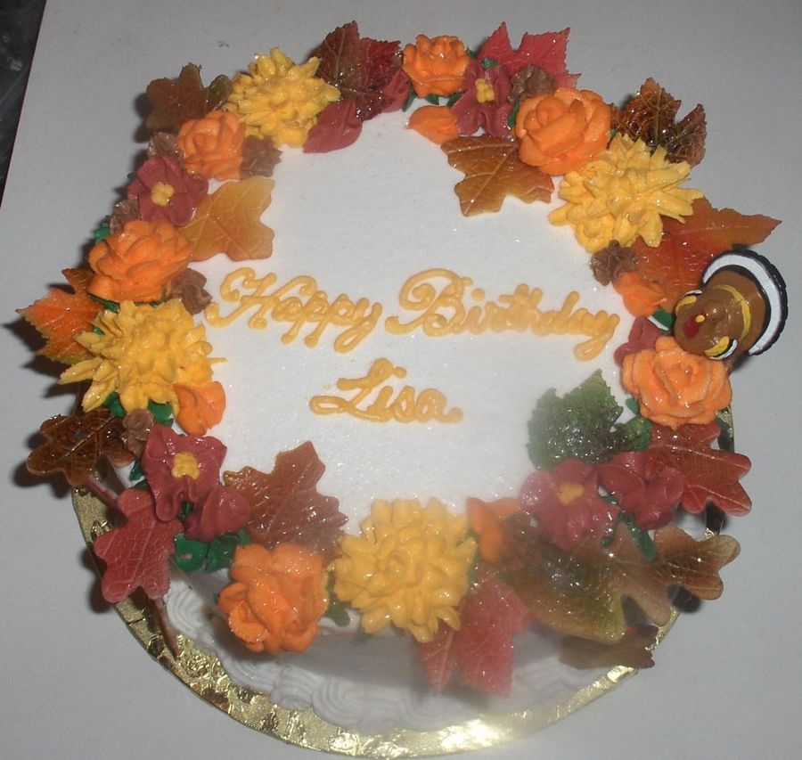 Fall Theme Birthday Cake - CakeCentral.com